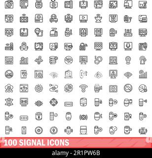 100 signal icons set. Outline illustration of 100 signal icons vector ...