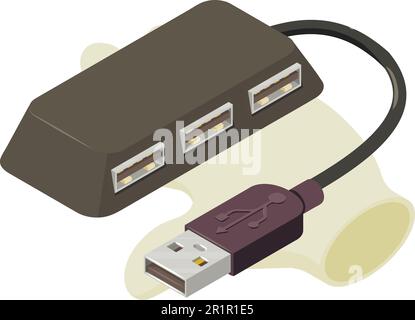 Splitter icon isometric vector. New black usb splitter with three ...