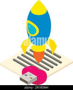 Isometric Bright concept start up a new business by young entrepreneurs ...