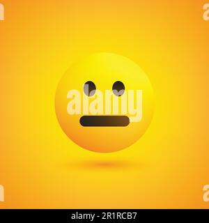 Neutral Face - Emoticon in Front of a Yellow Background, Vector Design ...