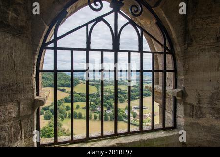 North Nibley, Gloucestershire, UK-August 2022; View from inside top of ...