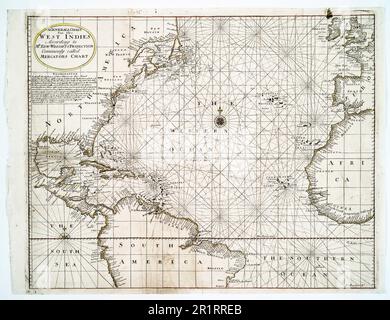 . English: Map of the Atlantic Ocean according to Paolo dal Pozzo ...