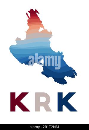 Krk island map in Croatia. Simple outline. Vector hand drawn simplified ...