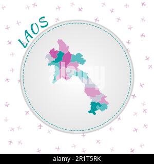 Laos map. Poster with map of the country in retro color palette. Shape ...