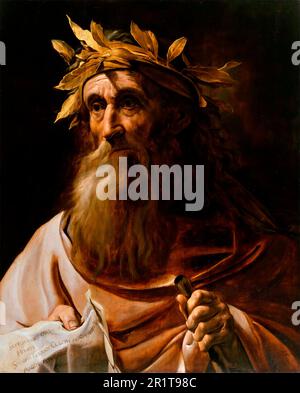A portrait of Homer, the ancient Greek poet, renowned for his epic ...