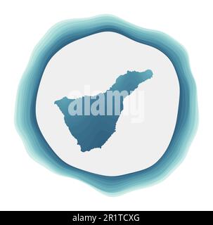 Tenerife logo. Sign with the map of island and colored stripes, vector ...