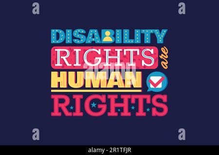 Disable People Rights Protection Concept Poster Design Flat Vector ...
