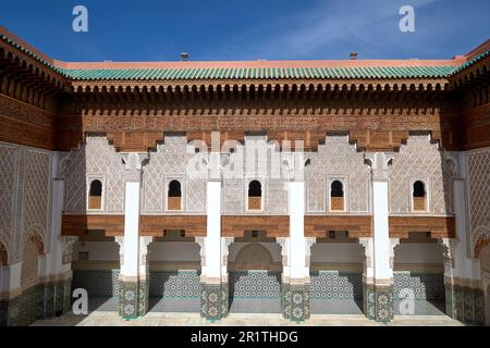 The old Islamic Koran school Ben Youssef Medersa in the medina of ...