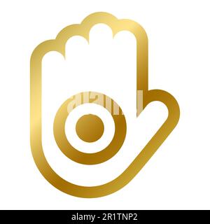 Ahinsa hand faith symbol isolated. Indian jainism religious golden sign ...
