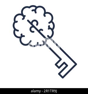 Creative Brain Sign with Key and Slogan Copy Space over White ...