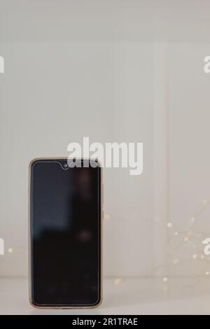 3D High Tech smartphone, mobile phone with apps icons interface ...