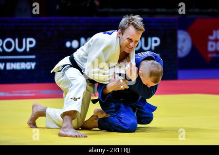 Doha, Qatar, 8 May 2023. Martin Setz of Germany reacts in Men's -66kg ...