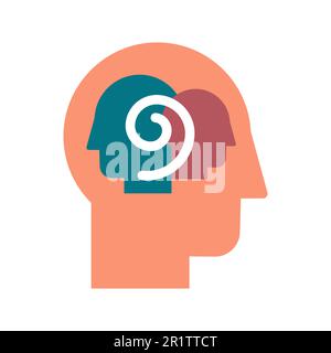Introspection and self-observation color flat vector icon. Dissociative ...