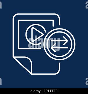 Video files exchange monochrome linear icon. Media message sending ...