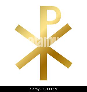 Chi rho symbol isolated. Christianity, catholicism religious golden ...