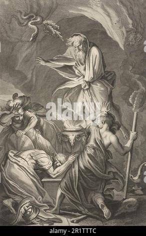 Samuel Appears to Saul at the Witch of Endor, 1708, The necromancer or ...