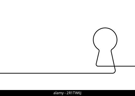 The Padlock shape drawing by a continuous line, thin line design vector ...