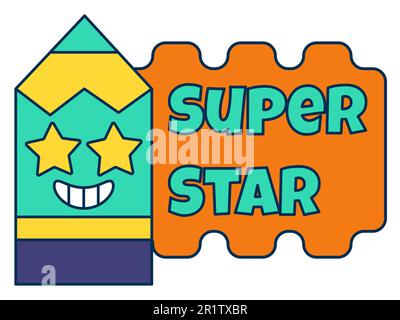 Very good teacher reward sticker, cute cartoon school award with ...