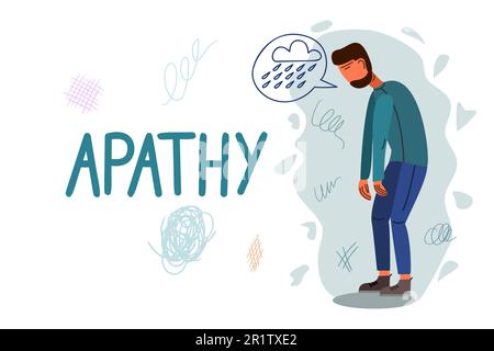 Apathy hand drawn banner vector template. Mental problem, indifference ...