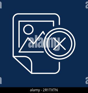 Image file deletion blue monochrome linear icon. Picture, photo removal ...