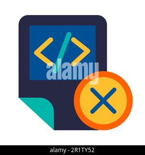 Coding script file delete symbol glyph vector icon. HTML tag, system document remove sign Stock ...