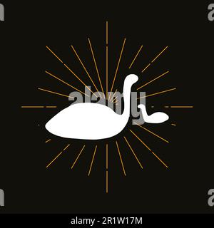 Retro plesiosaur silhouette. Ancient creatures, dinosaur badge ...