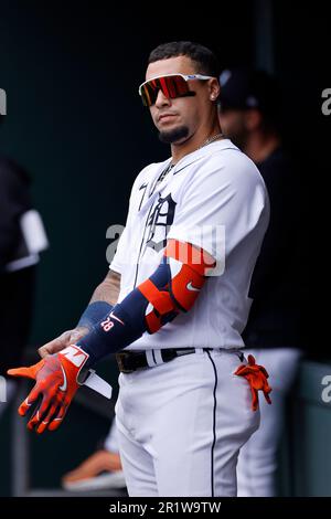 DETROIT, MI - MAY 28: Detroit Tigers shortstop Trey Sweeney (27) look ...