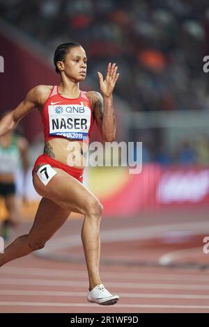 Salwa Eid Naser running the 400m at the 2019 World Athletics ...