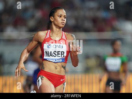 Salwa Eid Naser running the 400m at the 2019 World Athletics ...