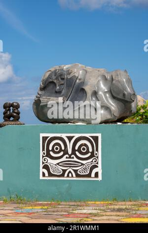 French Polynesia, Southern Marquesas, Fatu Hiva, village of Omoa ...
