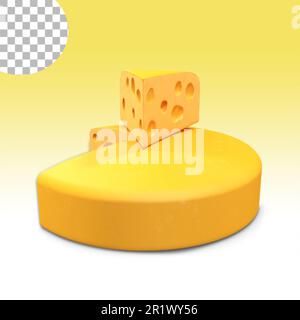 A whole head of yellow cheese with a cut piece. Parmesan cheese Stock ...