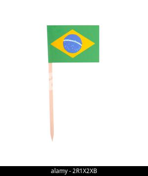 Small Brazilian paper flag isolated on white Stock Photo - Alamy