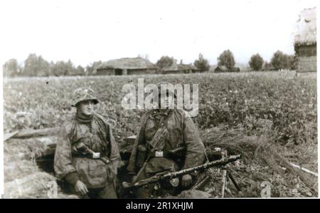 Machine gun position of the Waffen SS in Normandy, 1944 Stock Photo - Alamy