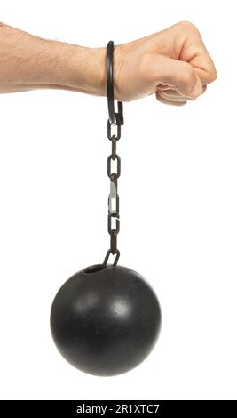 Heavy looking ball with cuff chain for prisoners, isolated Stock Photo ...