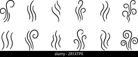 Doodle smoke icons set. Water steam symbols. Hand drawn hot vapors ...