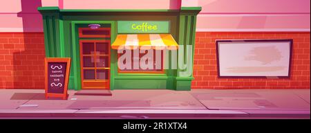 Abandoned cafe, cafeteria or street restaurant with dirty broken ...