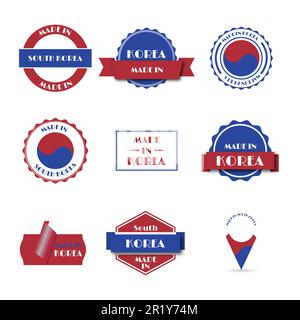 Set of various Made in South Korea labels isolated on white background ...
