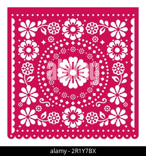 Wedding invitation in mexican paper cut papel picado flag style. Vector ...