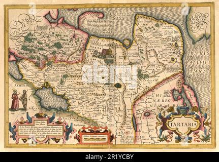 Atlas, map from 1623, europe, Russia, Asia, digitally restored ...