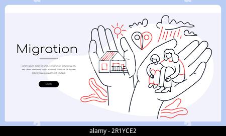 Migration - modern colorful line design style icons Stock Vector Image ...