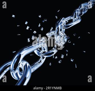 3D rendering of a broken chain Stock Photo - Alamy