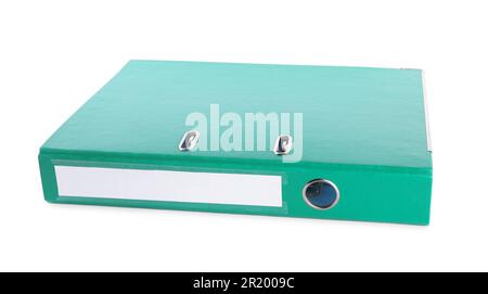 One green office folder isolated on white Stock Photo - Alamy