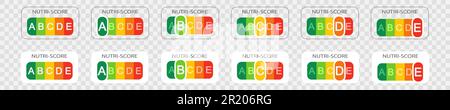 Nutri Score label with classification A, B, C, D, E letters on white ...