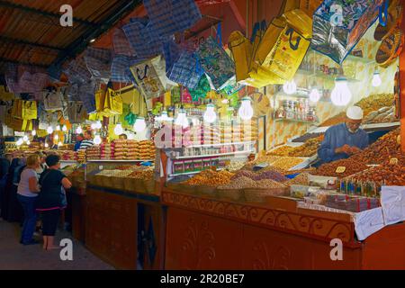 Dried fruits and nuts, Medina, Souk, Marrakech, UNESCO World Heritage Site, Maghreb, North ...