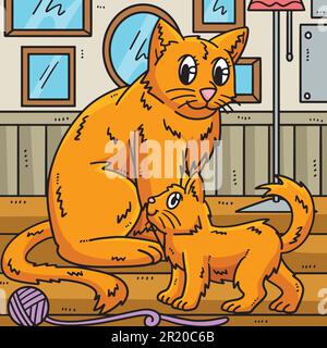 Mother Cat Cartoon Colored Clipart Illustration Stock Vector Image ...