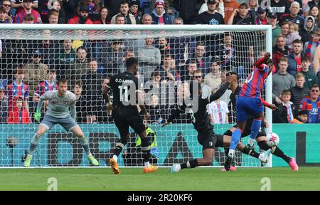 Crystal Palace's Eberechi Eze scores their side's first goal of the ...