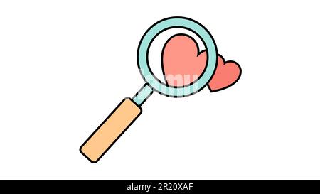 valentines day magnifying glass with heart Stock Vector Image & Art - Alamy