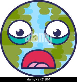 Planet globe emoji mood and expression set vector. Earth sphere ...