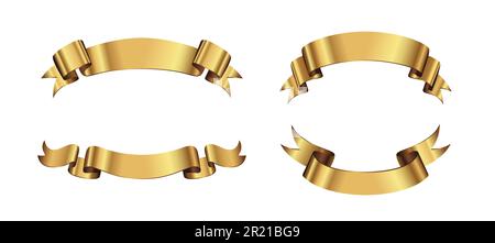 Gold ancient ribbons. Golden caption banners, award tapes, wrapping ...