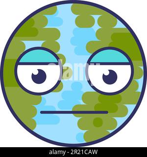 Planet globe emoji mood and expression set vector. Earth sphere ...